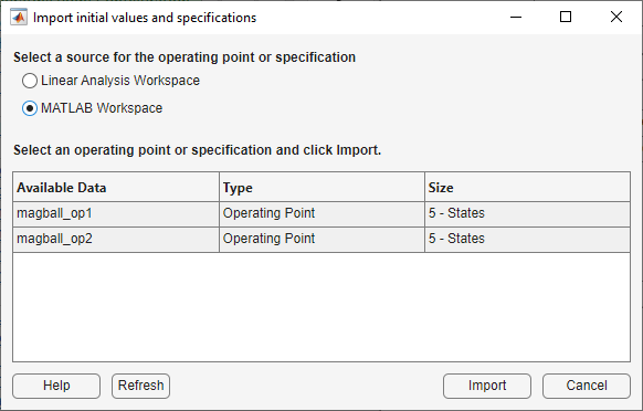 Import and Export Specifications and Initial Values for Operating Point Search - MATLAB & Simulink