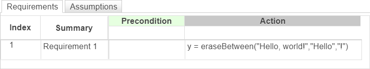 Erasebetween Delete Substring Between Start And End Points In Requirements Table Block Matlab