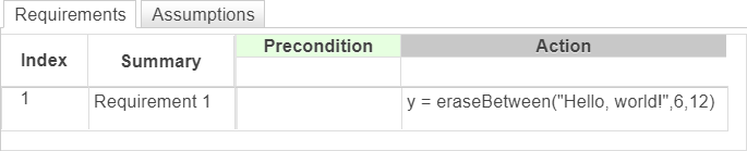 Erasebetween Delete Substring Between Start And End Points In Requirements Table Block Matlab