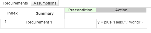 plus - Concatenate strings in Requirements Table block - MATLAB