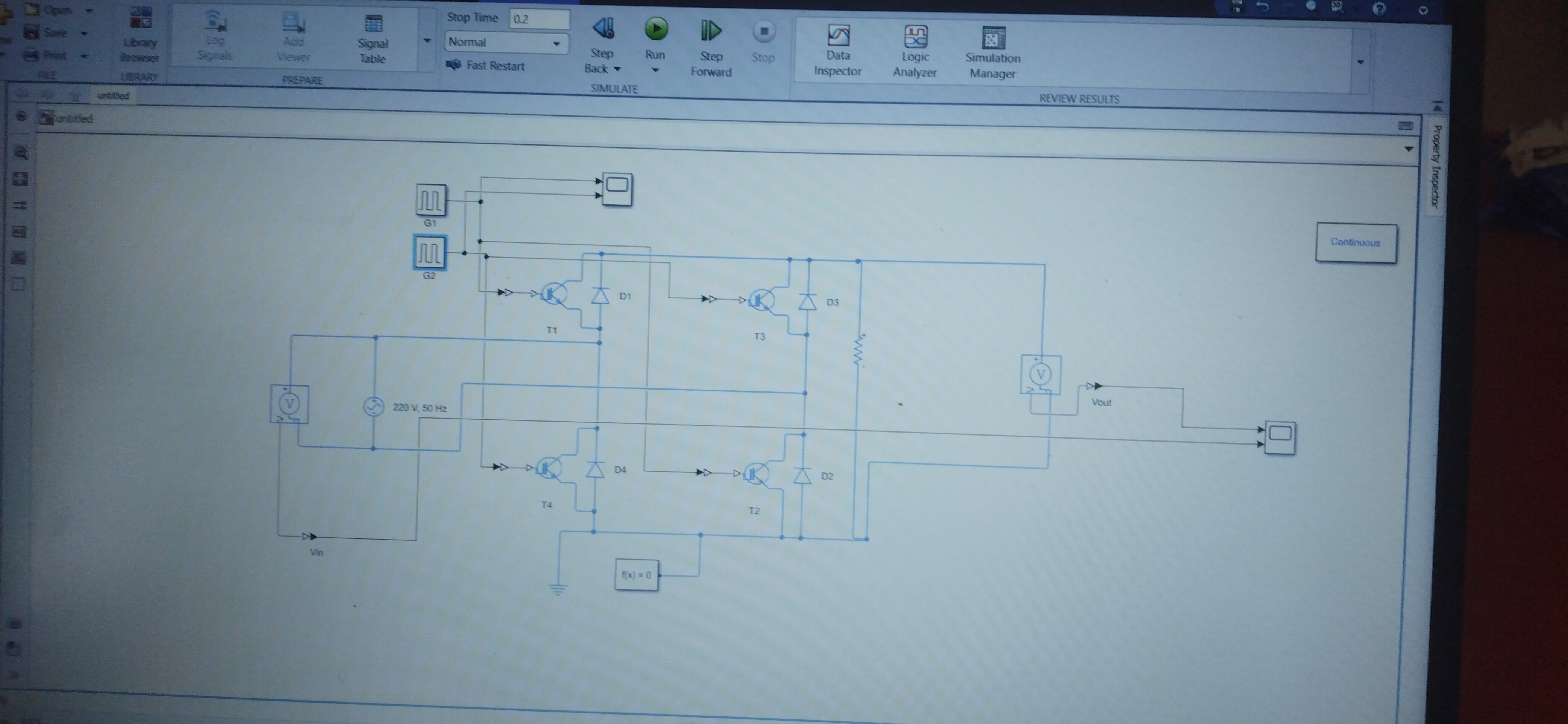 Making an IGBT rectifier (single phase) with Simscape components