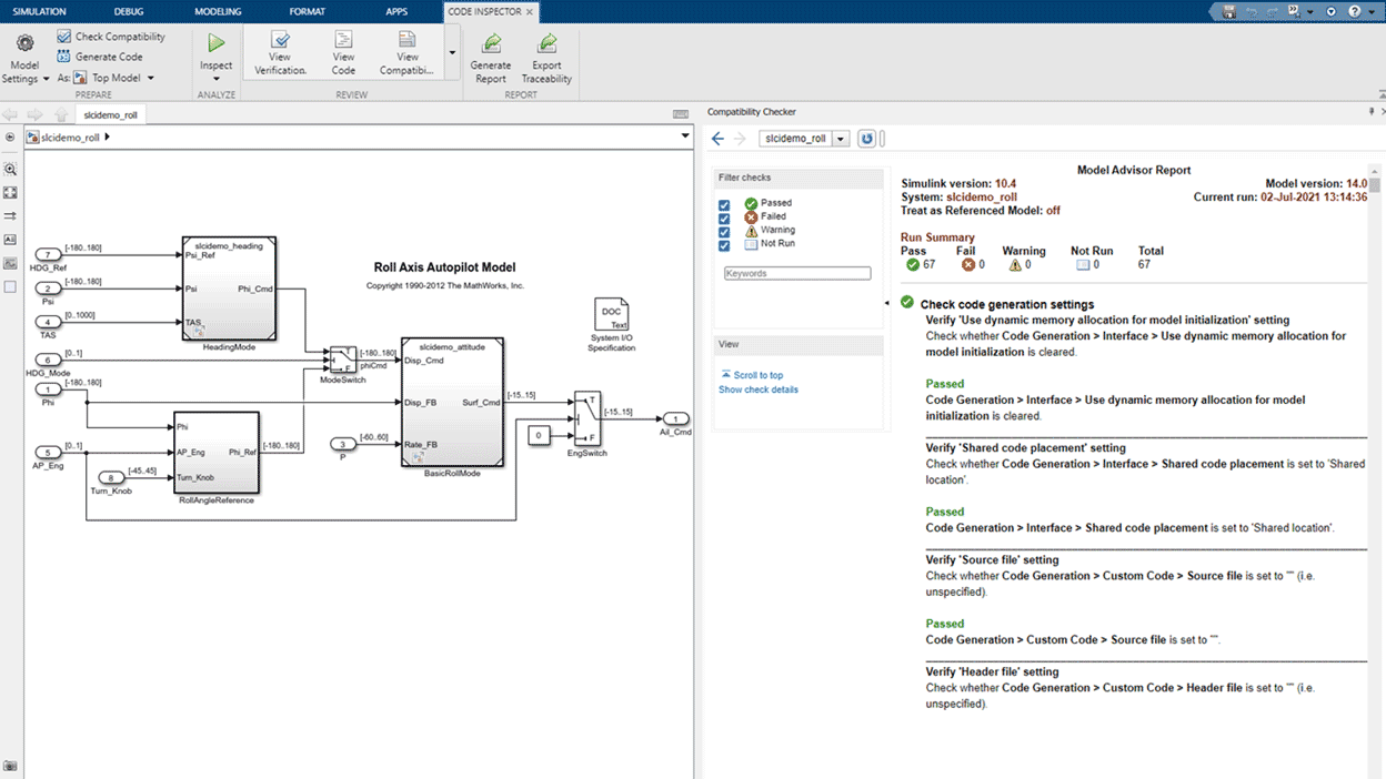 Simulink Code Inspector - MATLAB